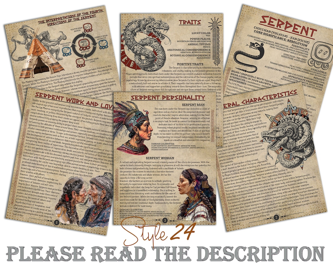 Serpent- Mayan Astrology, Book of Shadows Printable Pages, Mayan Birth ...