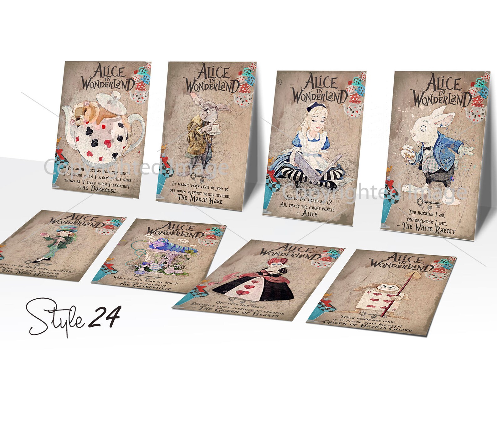 Alice in Wonderland Labels Printable ATC Vintage Images Paper Crafting ...