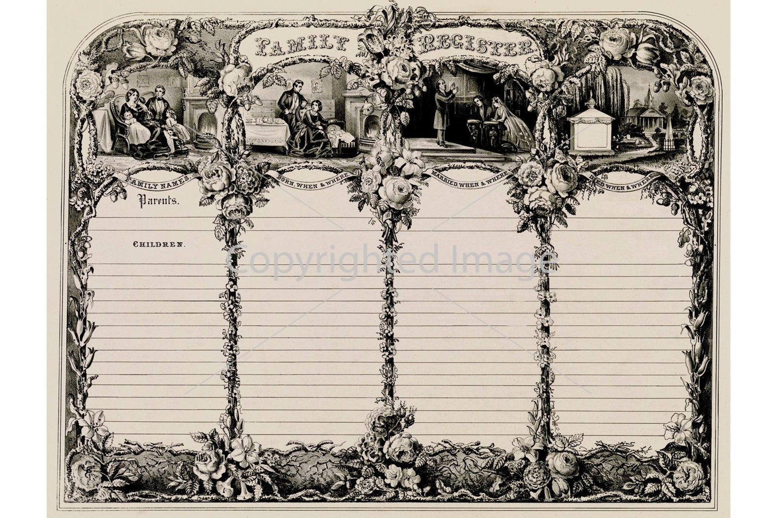 Vintage Family Register Family Tree Geneology Victorian - Etsy