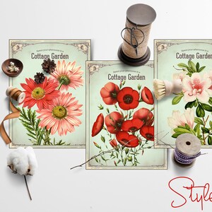 Bundle 3- 80 Antique Cottage Garden Botanical Vintage Flower Scrapbook ...