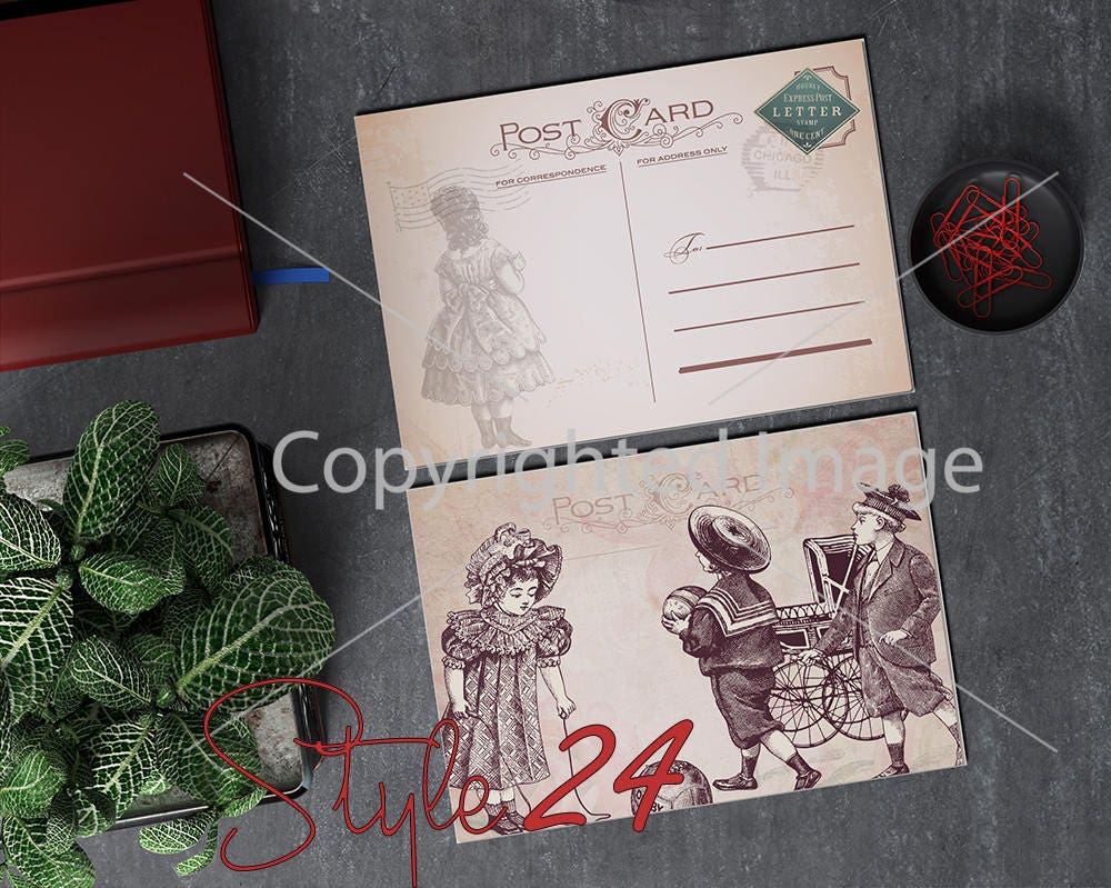 Vintage Kids Postcards 5 X 3.5 Inch Printable Romantic Digital | Etsy