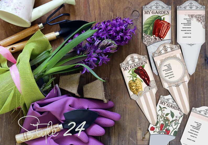 Printable Antique Garden Bundle, Capsicum Series, Garden Planner ...