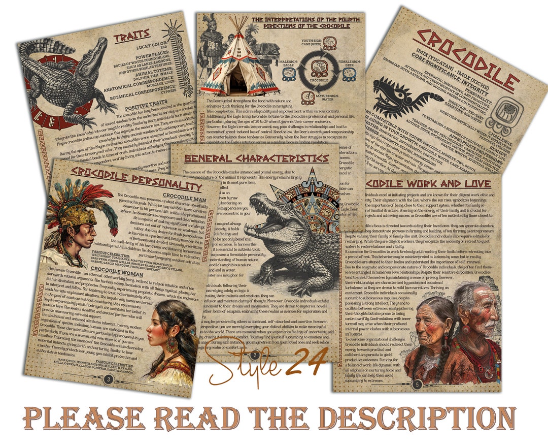 Crocodile Mayan Astrology Printable Pages: Book of Shadows (digital BOS ...