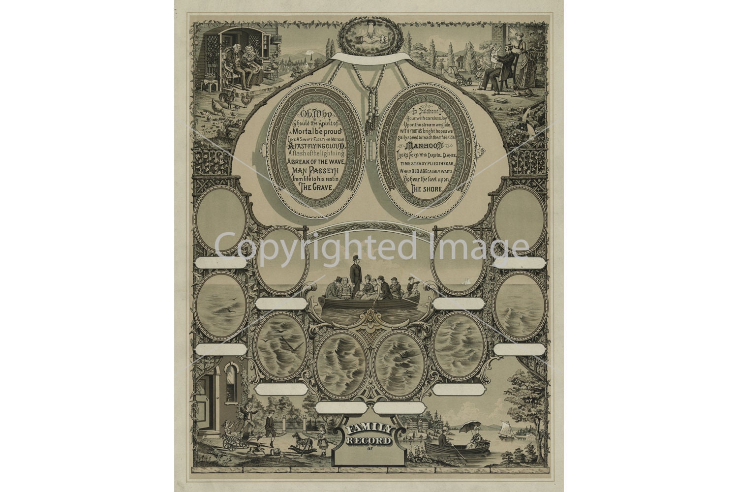 Vintage Family Record Family Tree Geneology Victorian | Etsy