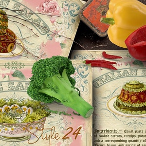 Vintage Salad Recipe Cards, Printable Ephemera Set (digital Download ...