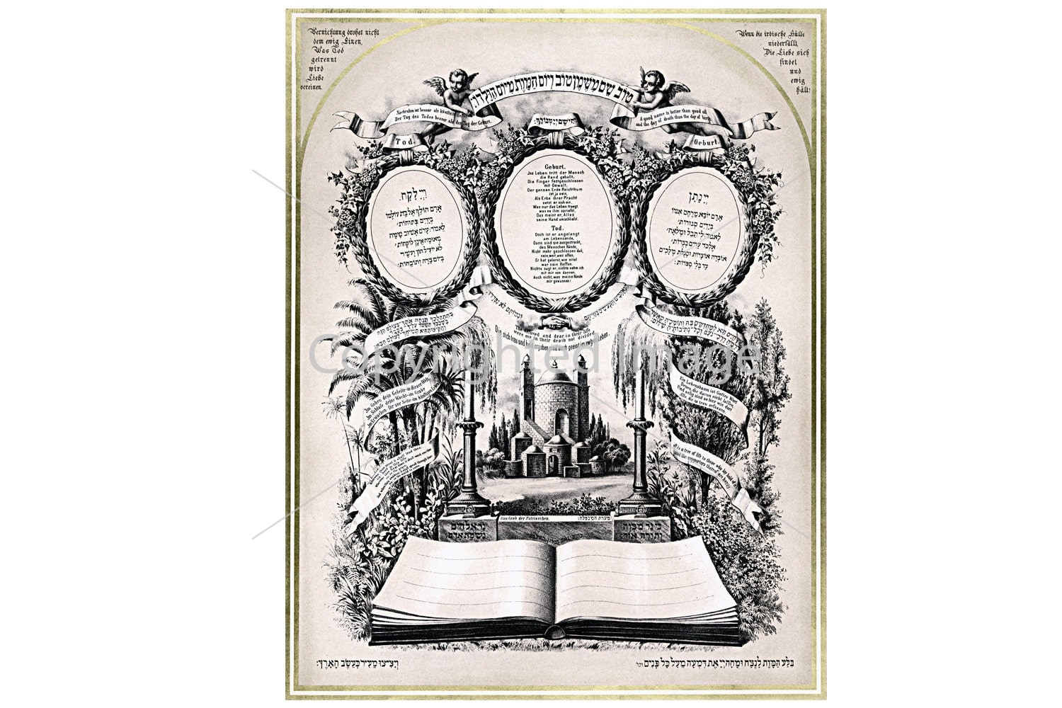 Vintage Memory Table Family Tree - Geneology Victorian Antique Document ...