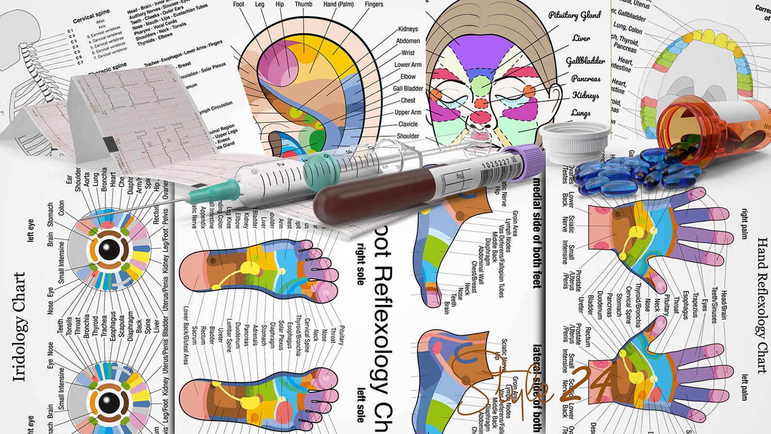 Reflexology Charts Bundle – Alternative Medicine, Printable Diagrams ...