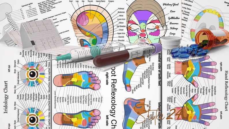 Reflexology Charts Bundle – Alternative Medicine, Printable Diagrams ...