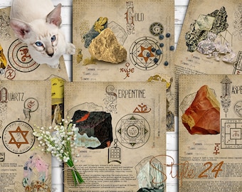 Book of Shadows, Printable Pages of Crystals and Minerals, Witchcraft, BOS Sheets, Magic Potion ...