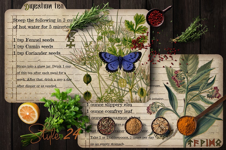 Witch Recipe Cards, Tummy Troubles Series, Printable Grimoire (digital ...