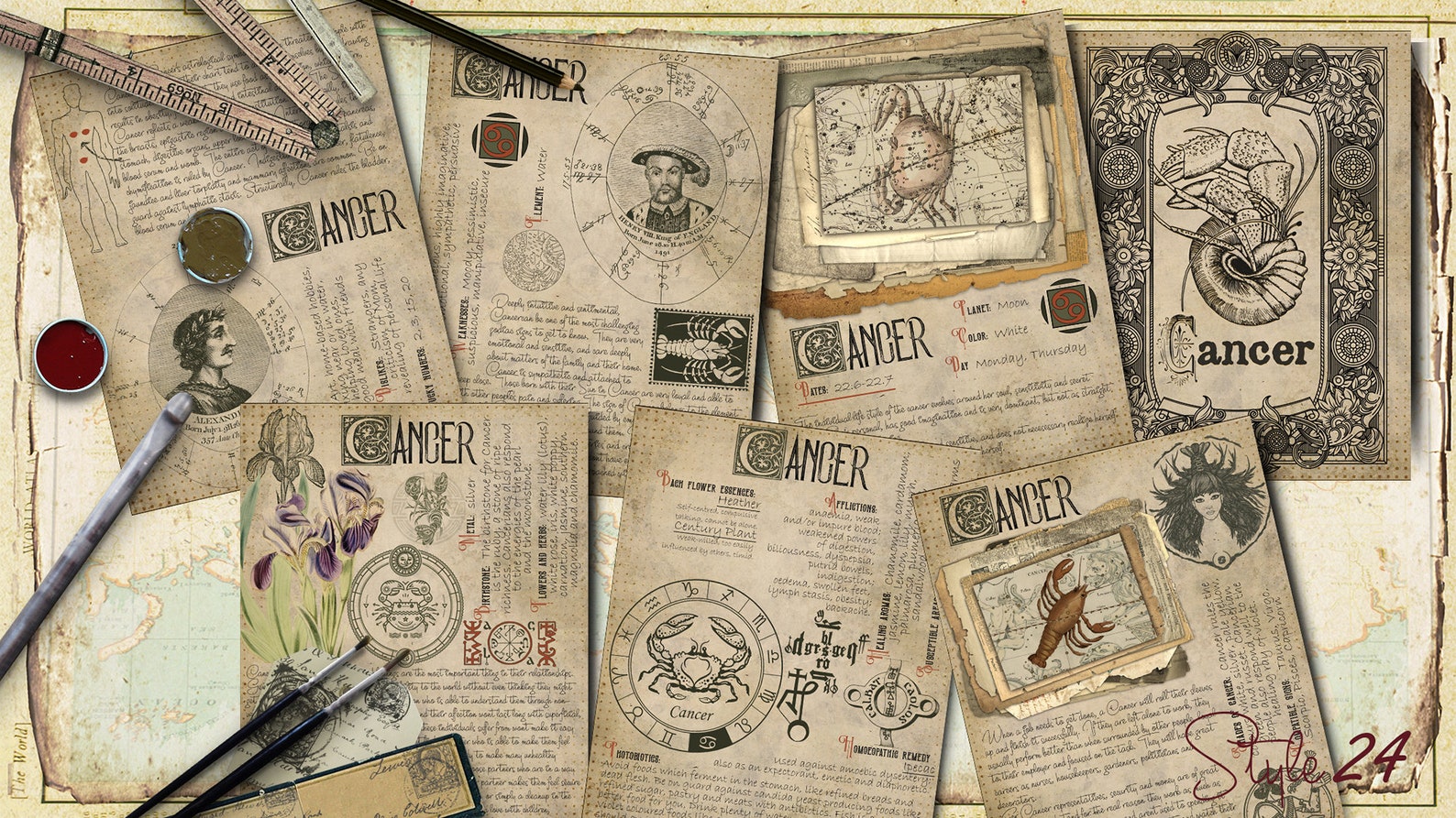 Cancer Astrological Sign Correspondences Book of Shadows | Etsy