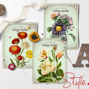 Bundle - 80 Antique Cottage Garden Botanical Vintage Flower Scrapbook ...