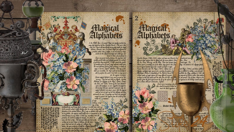 Book of Shadows Printable Pages, Magical Alphabets & Symbols (digital ...