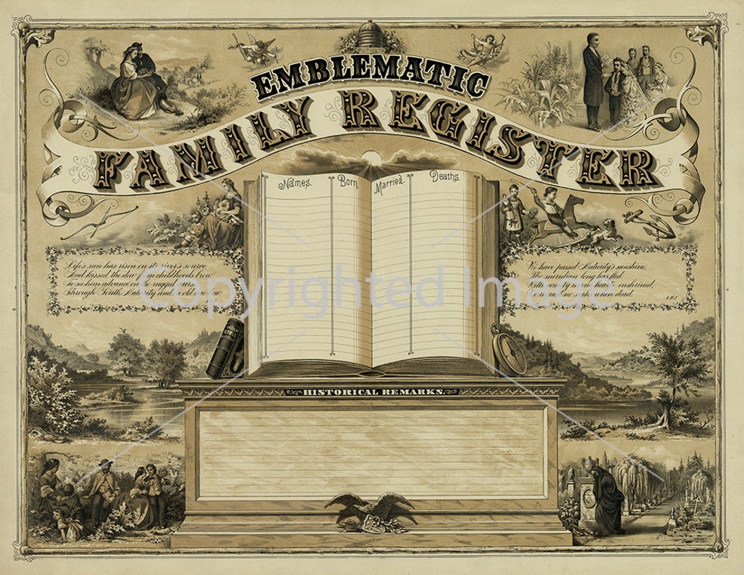Vintage Family Register Family Tree - Geneology Victorian Antique ...