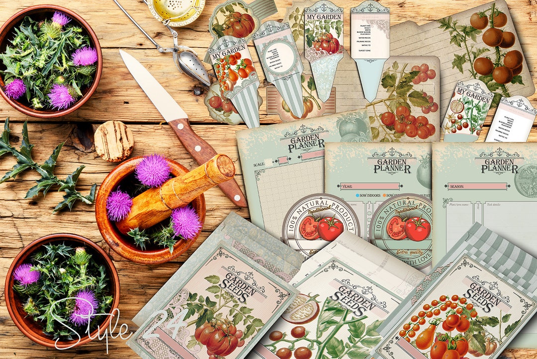 Printable Antique Garden Bundle, Tomato Series, Garden Planner, Vintage ...