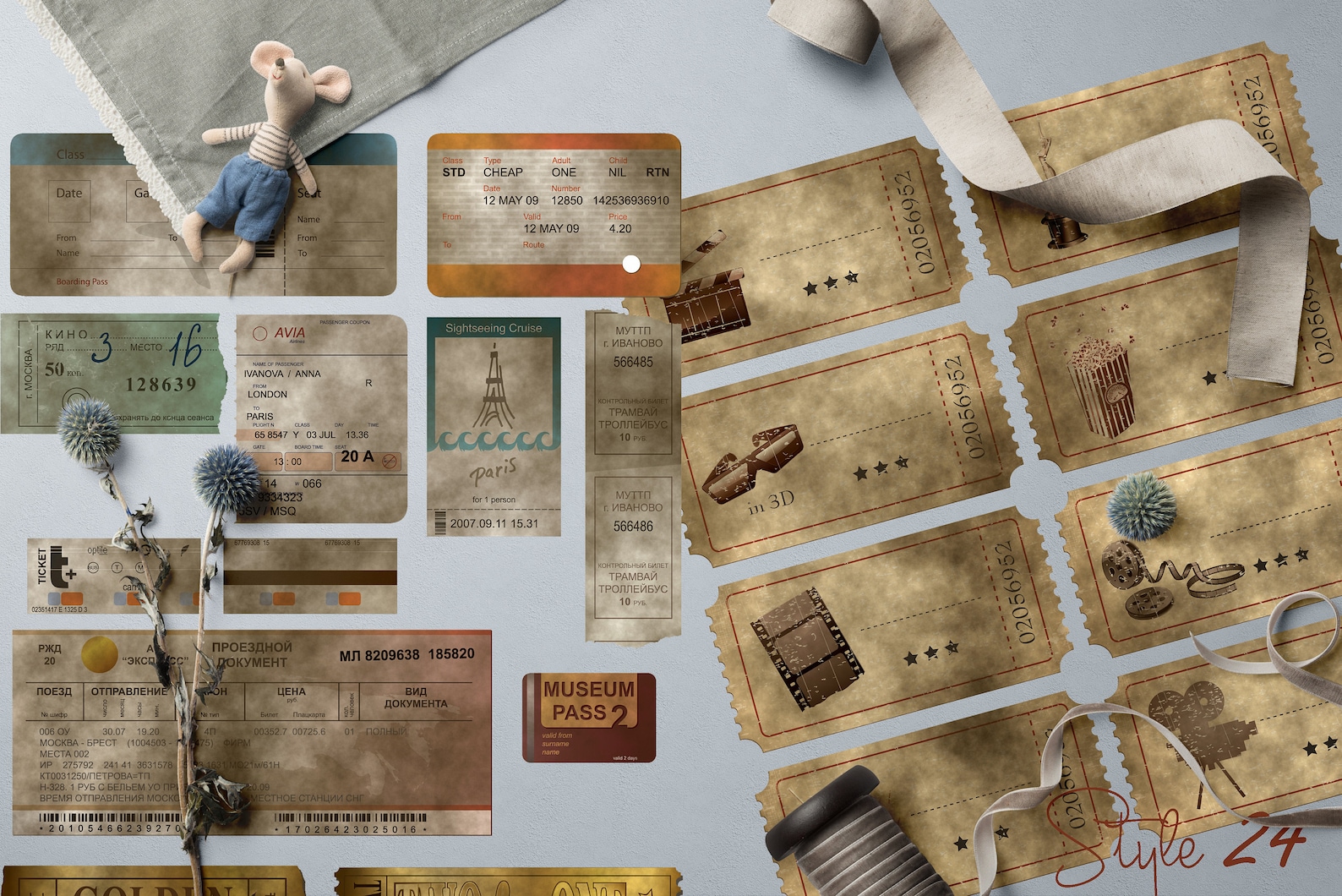 BUNDLE! 110 Different Vintage Tickets Pack Printable Tickets ...