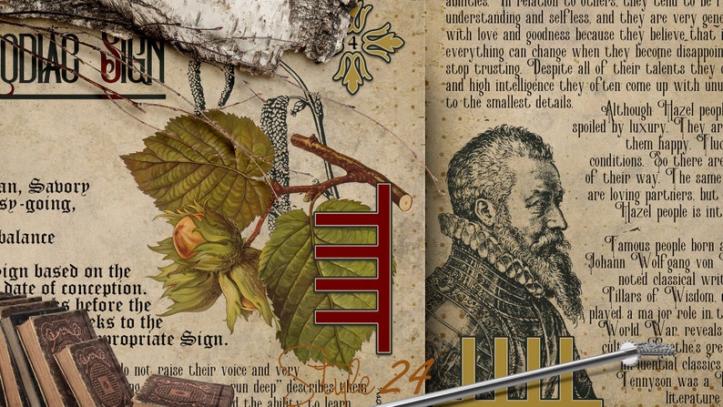 Hazel Druid Calendar, Celtic Ogham, Tree Lore Printable (digital ...