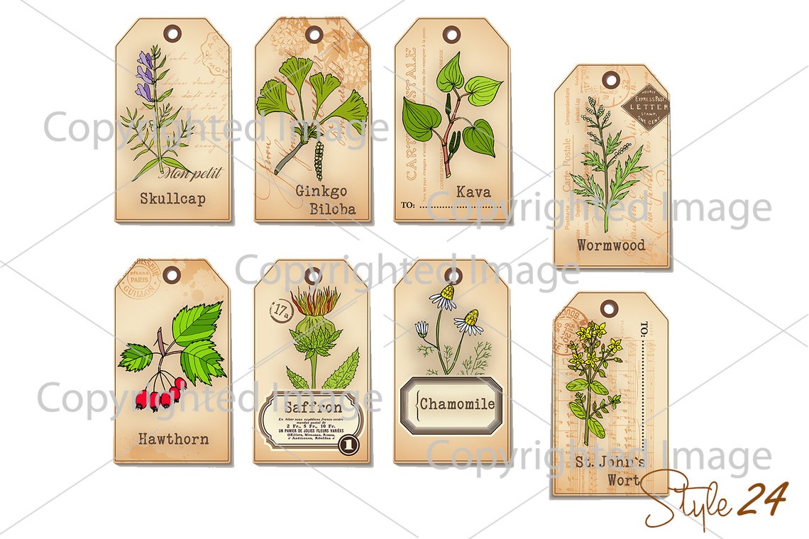 Medicinal Herbal Apothecary Labels With Info-graphic Printable | Etsy