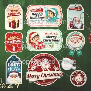 Retro Christmas Tags, Vintage Labels, Christmas Party Gift Tags ...