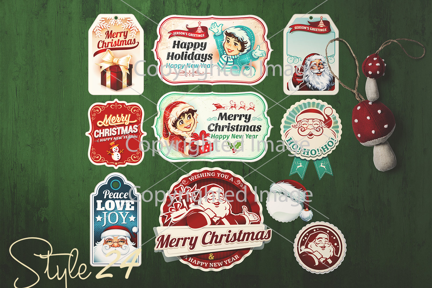 Retro Christmas Tags Vintage Labels Christmas party gift | Etsy