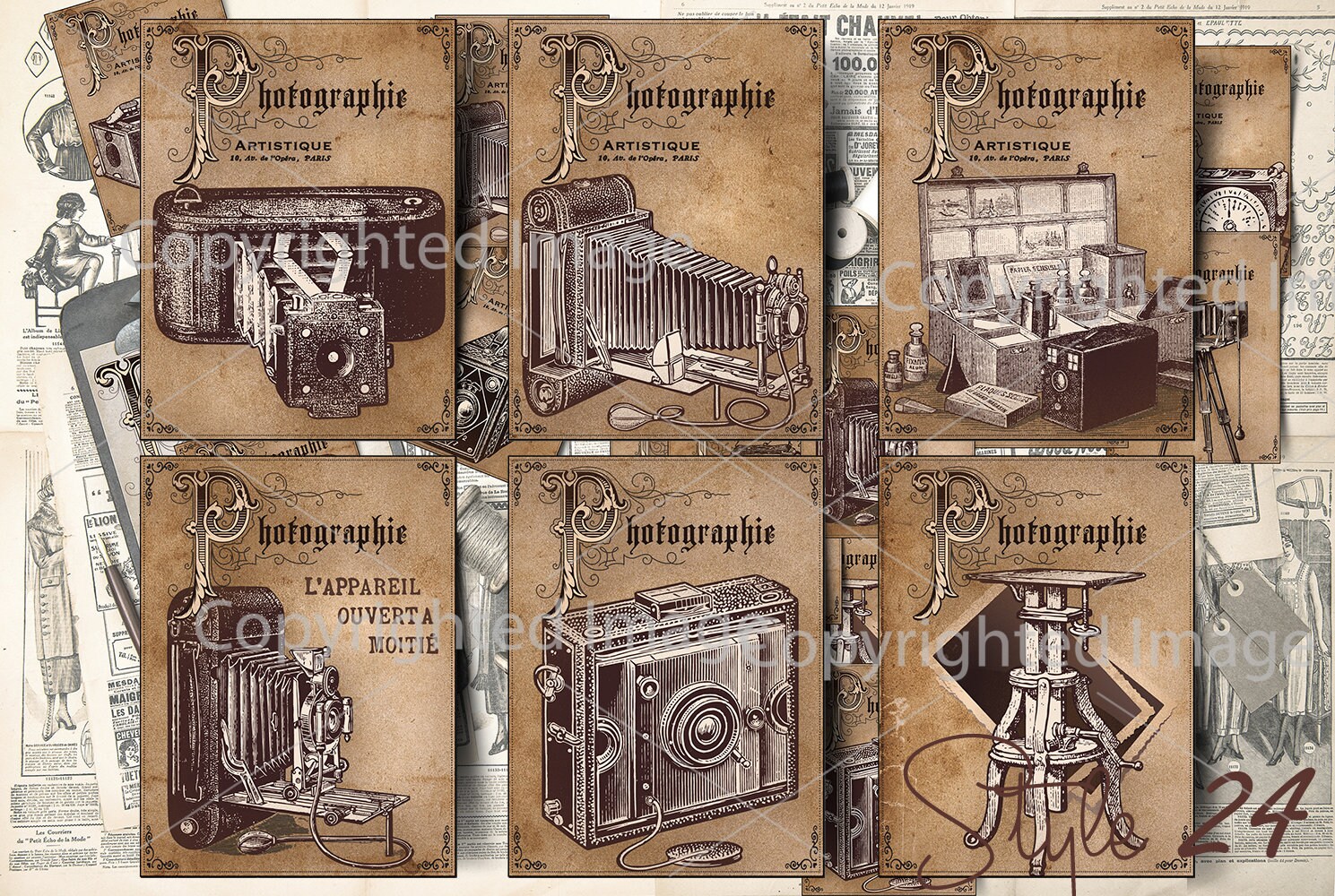 Vintage Camera Ephemera Cards, Printable Photography Collage (digital ...