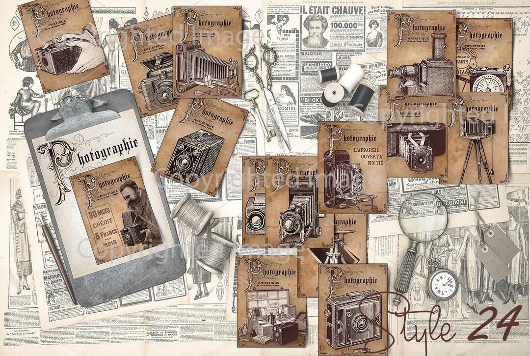 15 Large Printable Vintage Photography Camera Collection Ephemera ...