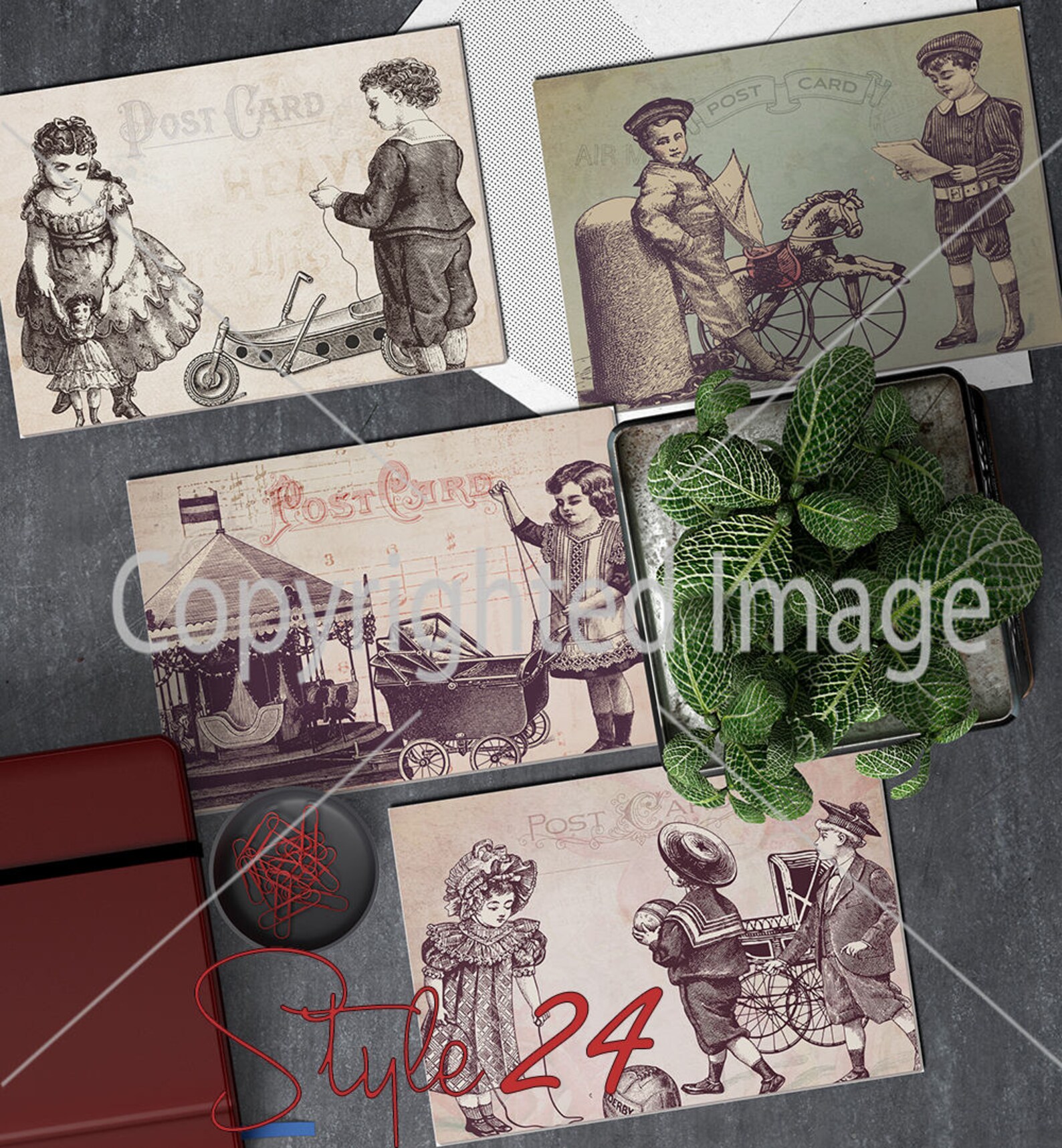 Vintage Kids Postcards 5 X 3.5 Inch Printable Romantic Digital | Etsy