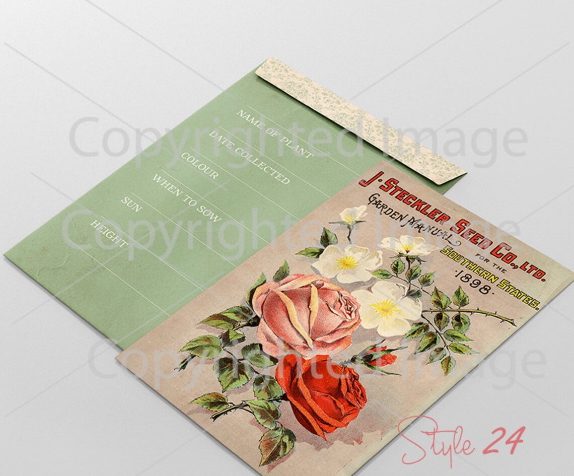 Antique Garden Roses Seed Packet Prints, Victorian Ephemera (digital ...