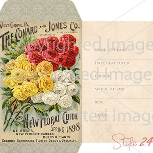 6 Different Antique Garden Roses Seed Packets Nr 2, DIGITAL Sheet ...