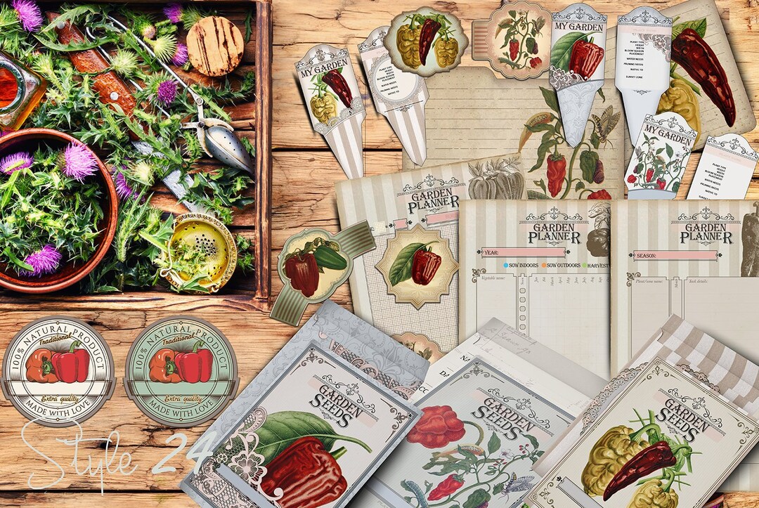Printable Antique Garden Bundle, Capsicum Series, Garden Planner ...