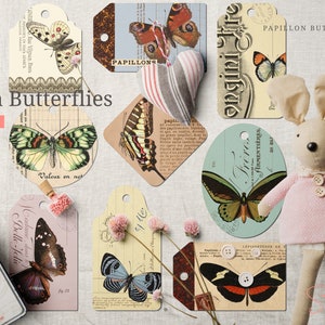 French Butterflies Papillon Tags - Digital Download - Printable Digital ...