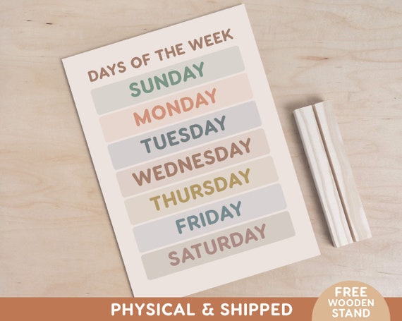 Days of the Week Educational Poster Board for Kids Homeschool - Etsy