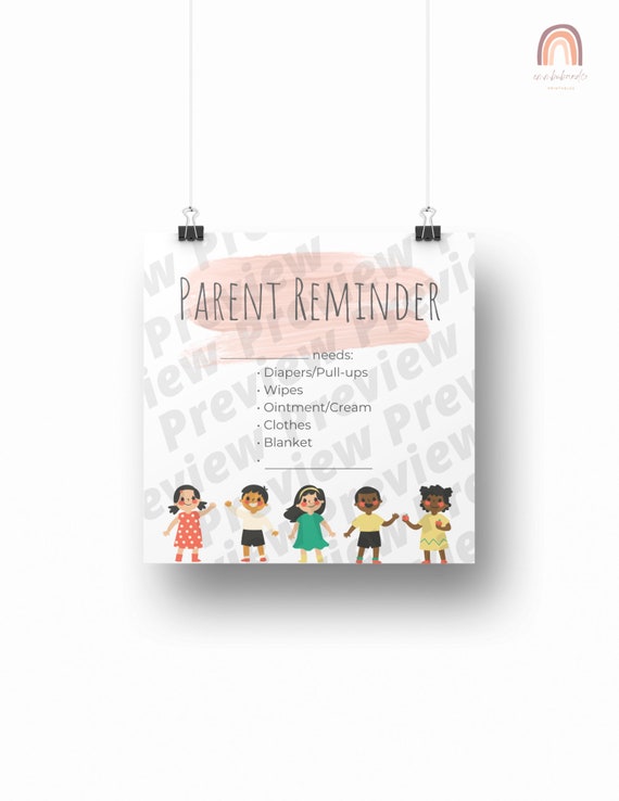 Parent Reminder Form for Daycare/nanny/babysitter - Etsy