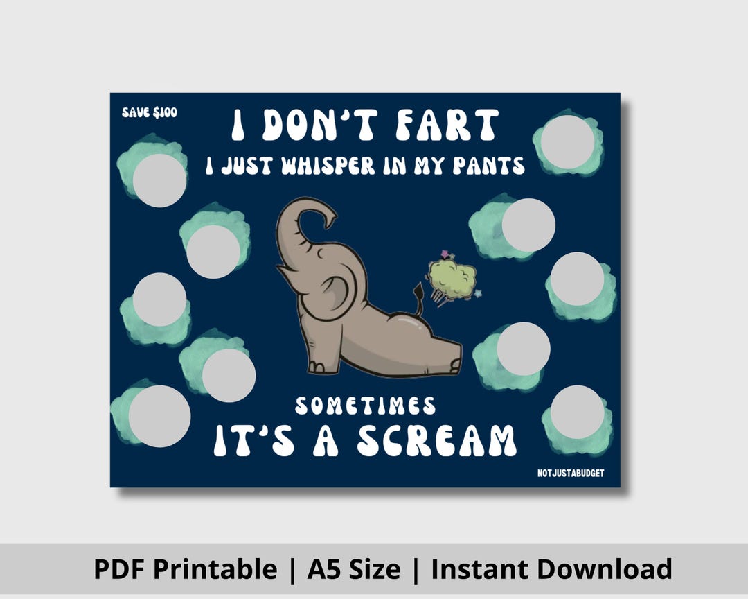 I Dont Fart Savings Challenge | Printable Instant Download | 5x7 Size ...