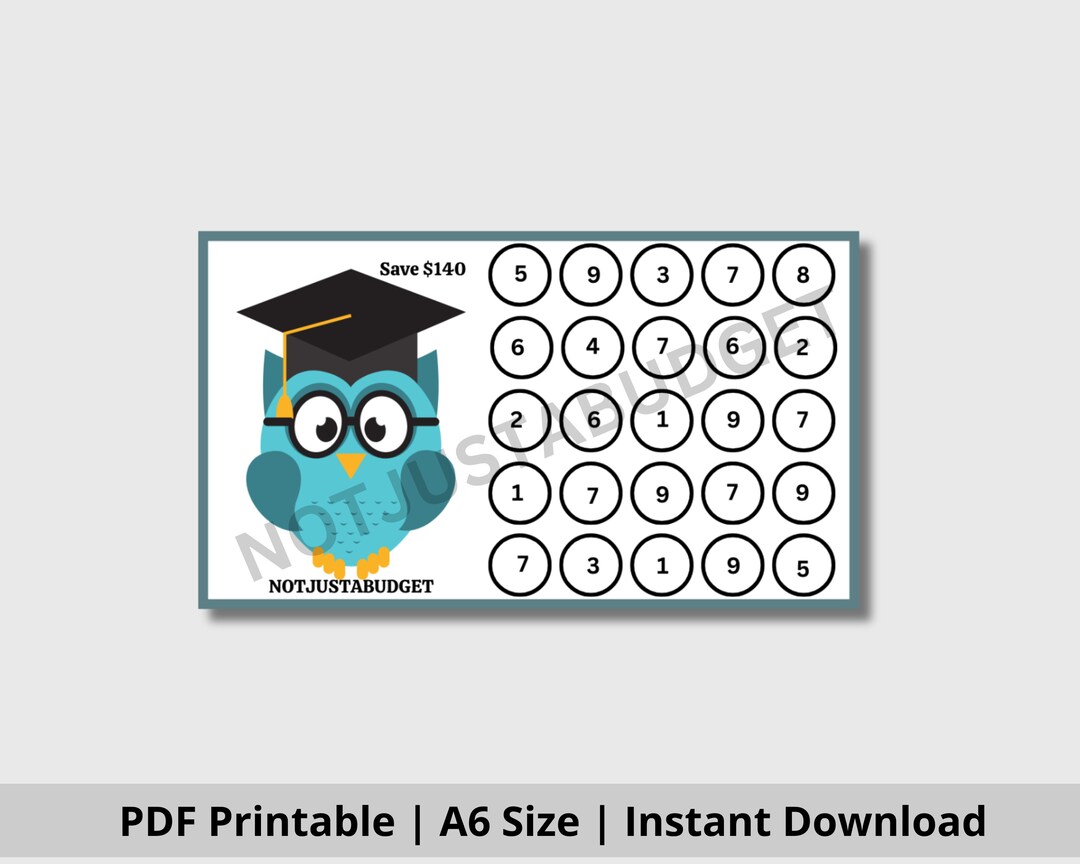 Scholar Owl Savings Challenge Printable Instant Download Digital ...