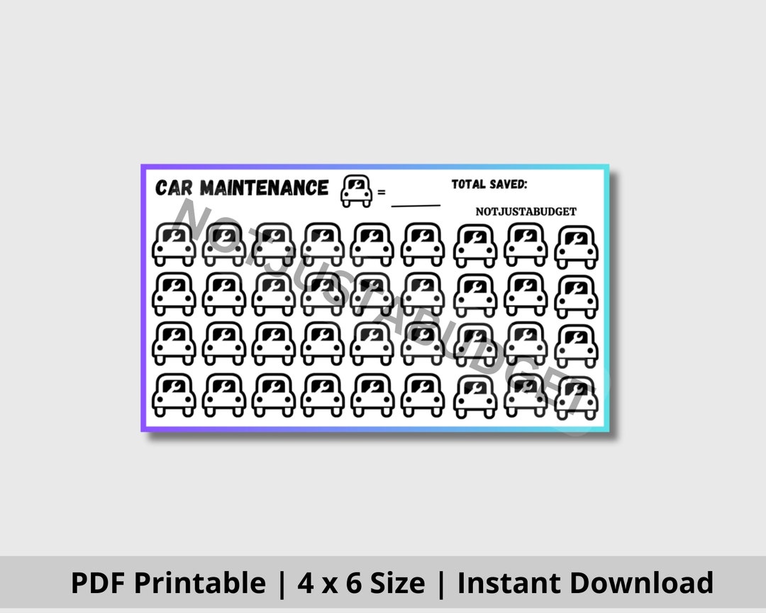 Car Maintenance Fund Tracker | Printable Instant Download | Mini ...