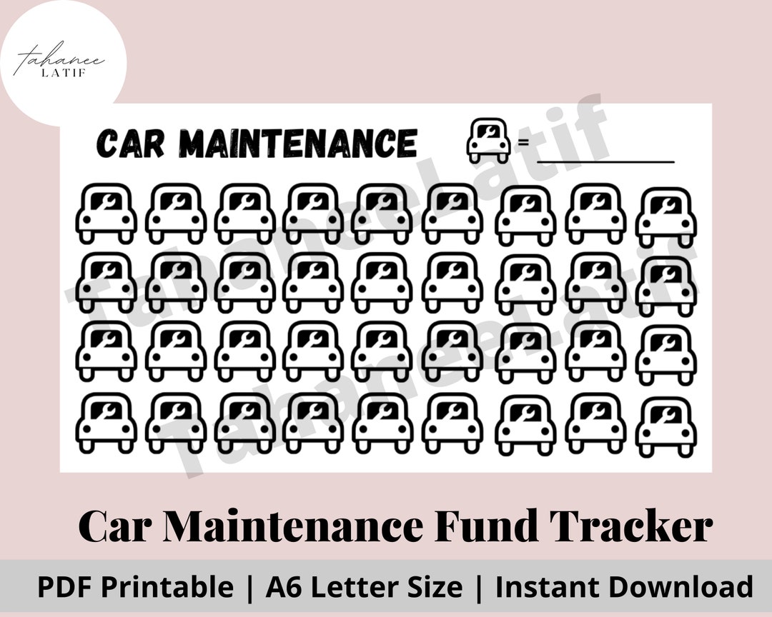 Car Maintenance Fund Tracker Printable Instant Download Mini Savings ...