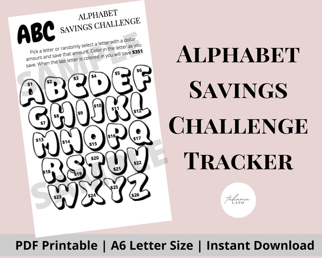 ABC Alphabet Savings Challenge Printable Instant Download Mini Savings ...