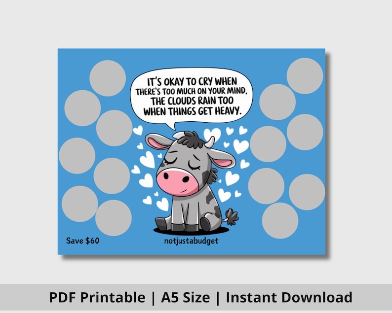 Cow Tears Savings Challenge | Printable Instant Download | 5x7 Size ...