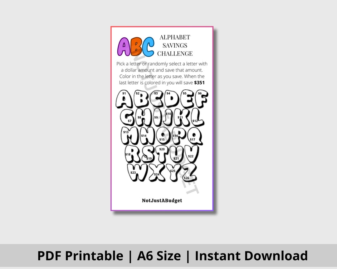 ABC Alphabet Savings Challenge | Printable Instant Download | Mini ...