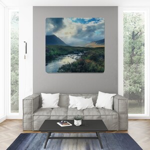 Metal Winding River Through Valley of Wildflowers, European Landscape ...