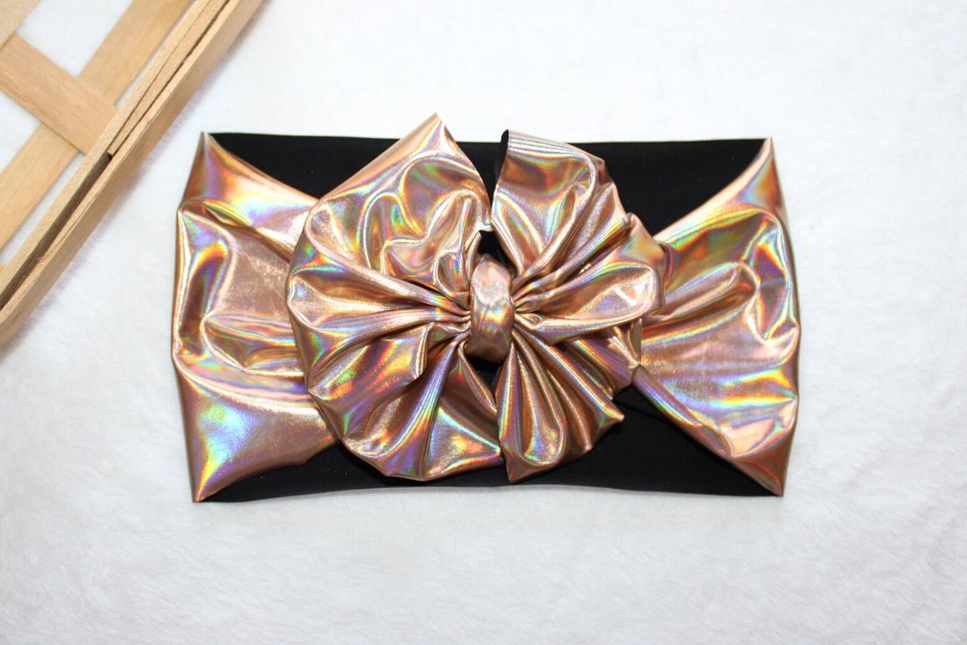 Rose Gold Headwrap Bow, Shiny Bow, Rose Gold Bow, Messy Bow, Rose ...