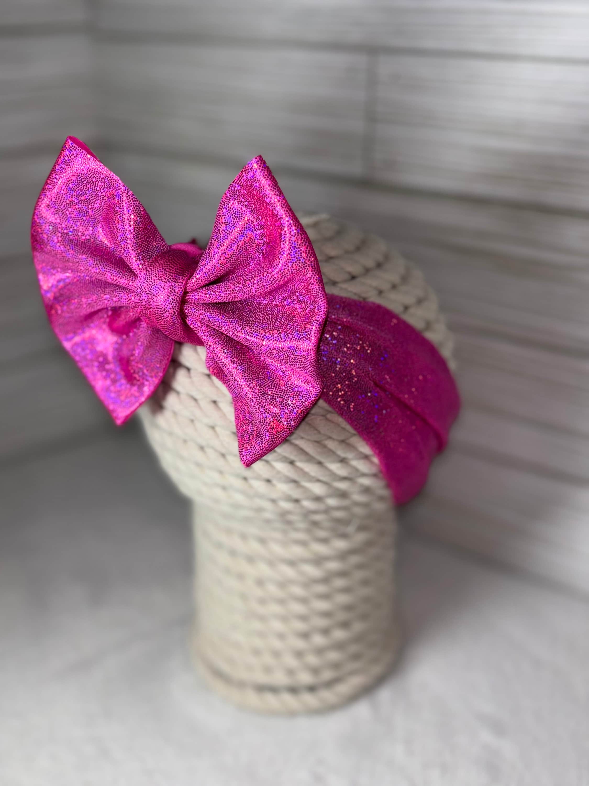 Pink Holographic Hair Bow, Holographic Pink Bow, Shiny Bow, Big Bows ...