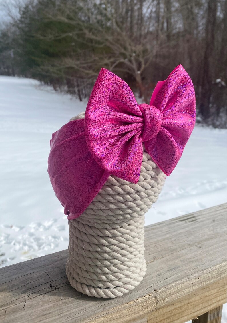 Pink Holographic Hair Bow, Holographic Pink Bow, Shiny Bow, Big Bows ...