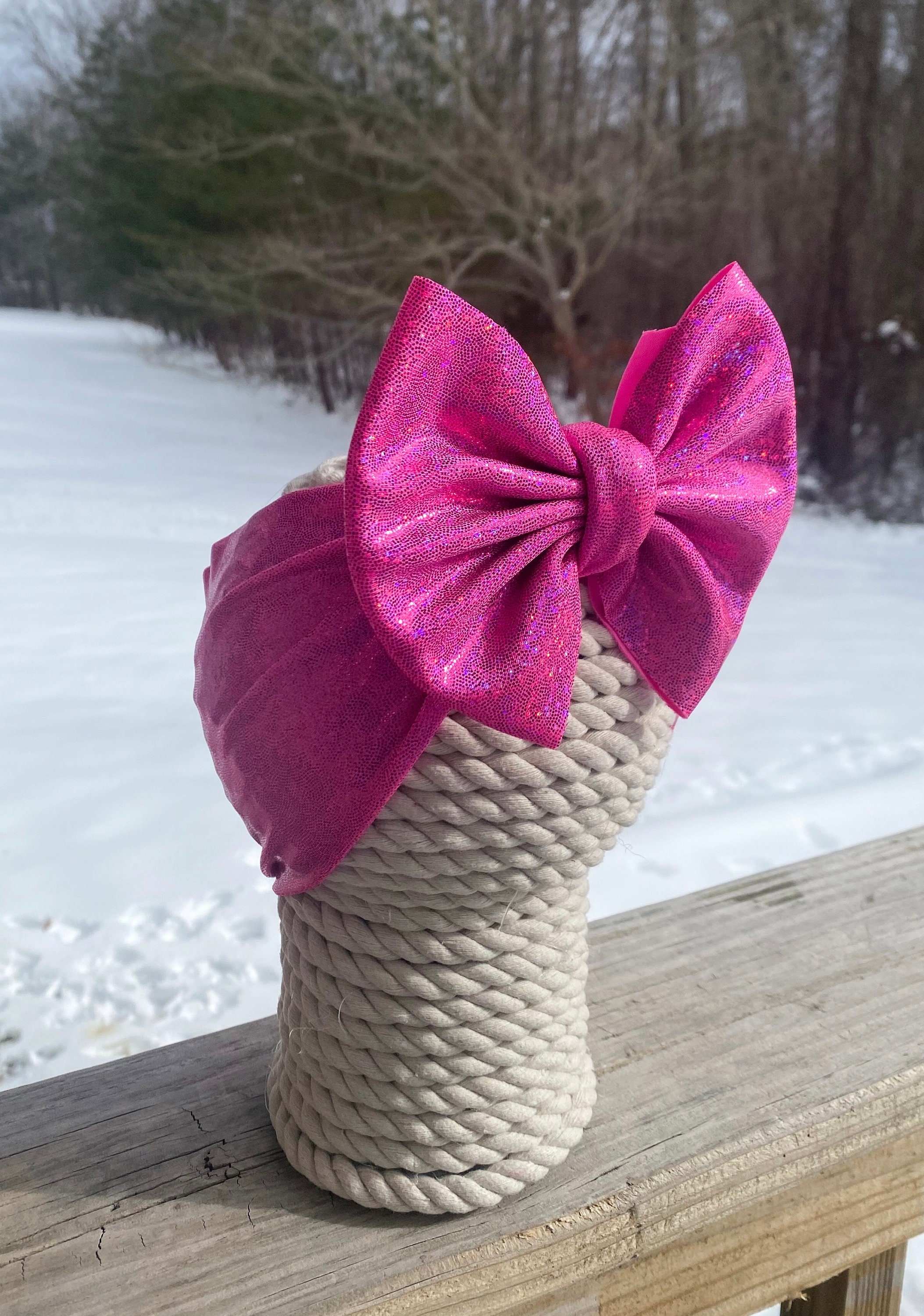 Pink Holographic Hair Bow, Holographic Pink Bow, Shiny Bow, Big Bows ...