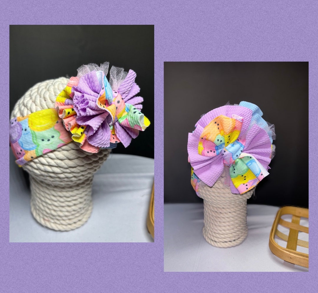 Easter Head Wrap Bow, Easter Hair Bow, Peeps Bow, Spring Bow, Easter ...