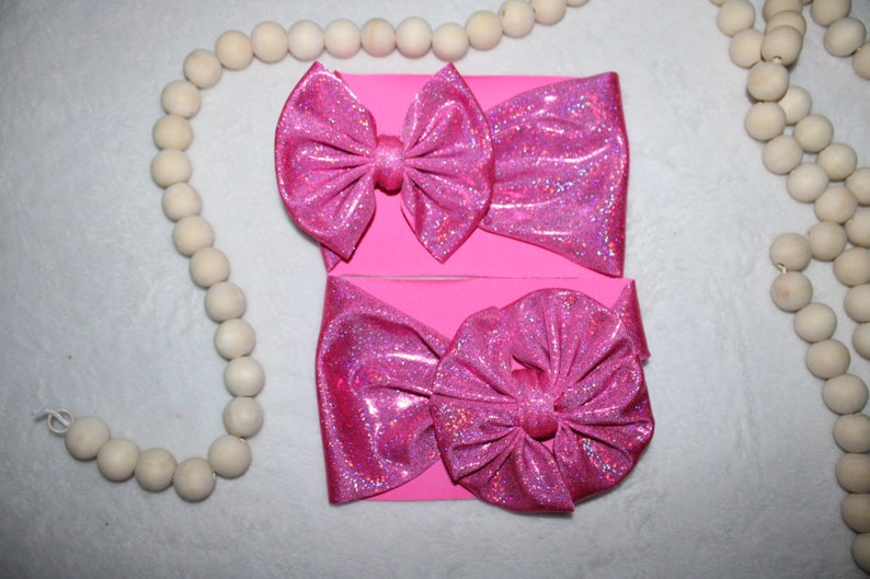 Pink Holographic Hair Bow, Holographic Pink Bow, Shiny Bow, Big Bows ...