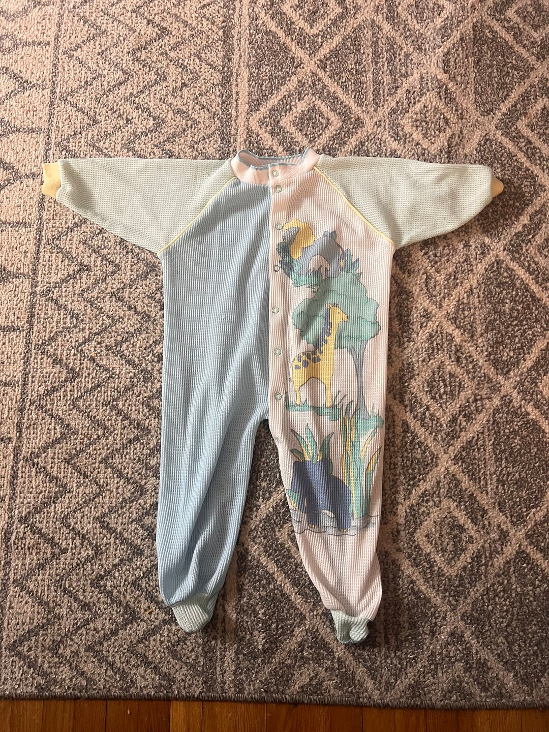 Vintage Hushabye Waffle Knit Zoo Print Romper - Etsy