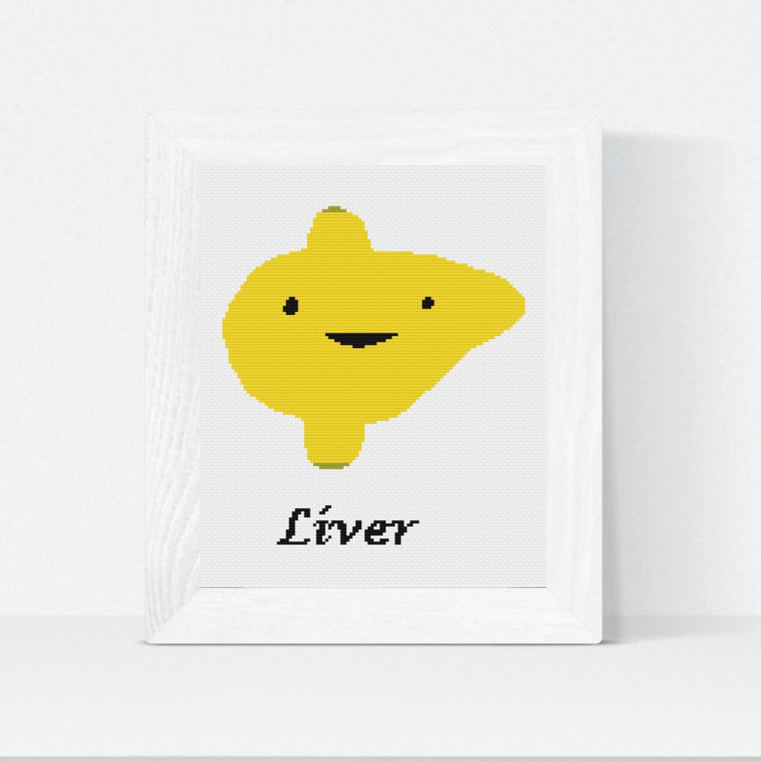 Liver Anatomy Cross Stitch Pattern PDF – Medical Organ Embroidery ...