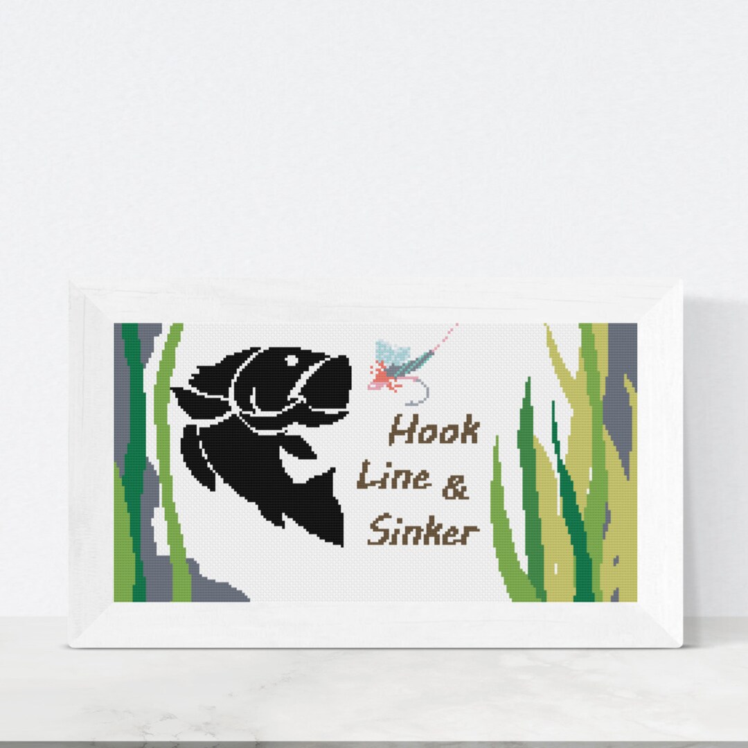 Bass Fishing Cross Stitch Pattern – Fisherman’s Catch Embroidery PDF ...